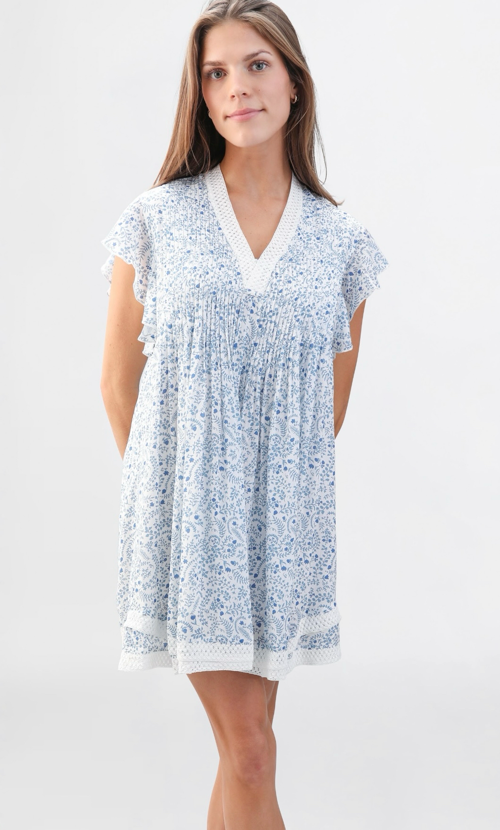 Eden Dress – Dainty Blue Floral – NAVYBLEU