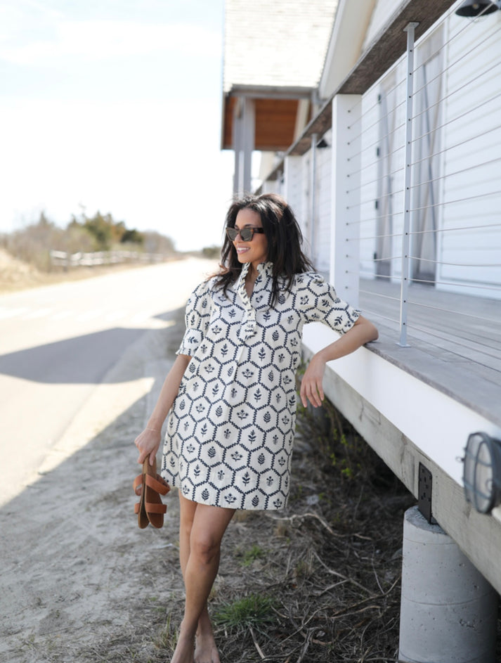 Westport Dress - Flower Stamp – NAVYBLEU