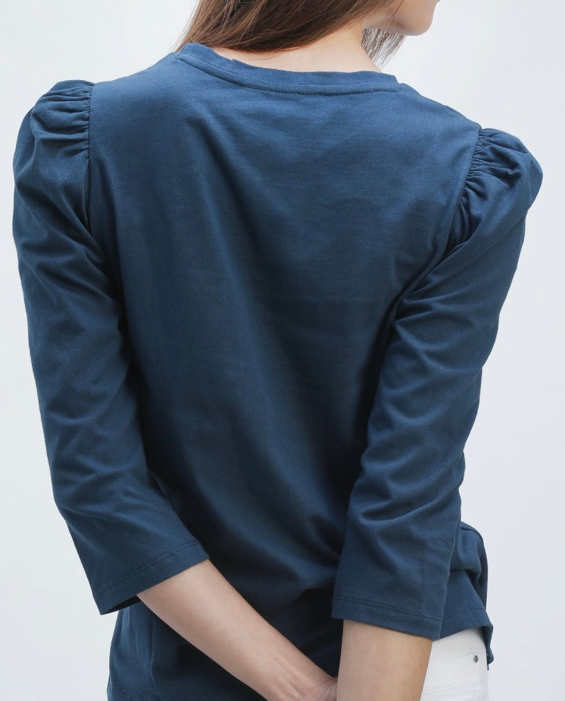 Long Sleeve Puff Sleeve - Navy – shopnavybleu
